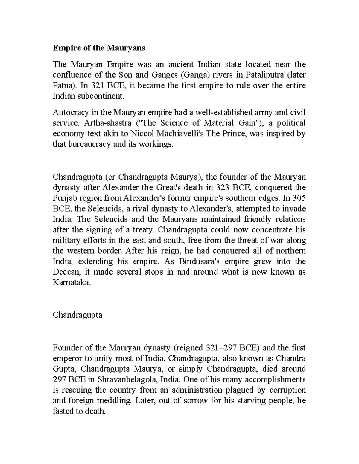 Mauryan Empire Chandragupta Maurya. - Empire of the Mauryans The ...