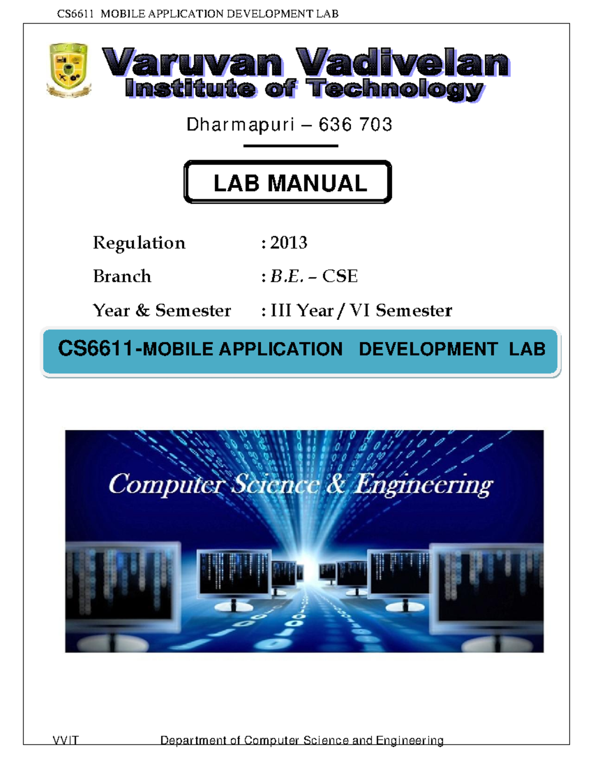 Lab -Mobile Application Development - 22 Dharmapuri – 636 703 ...
