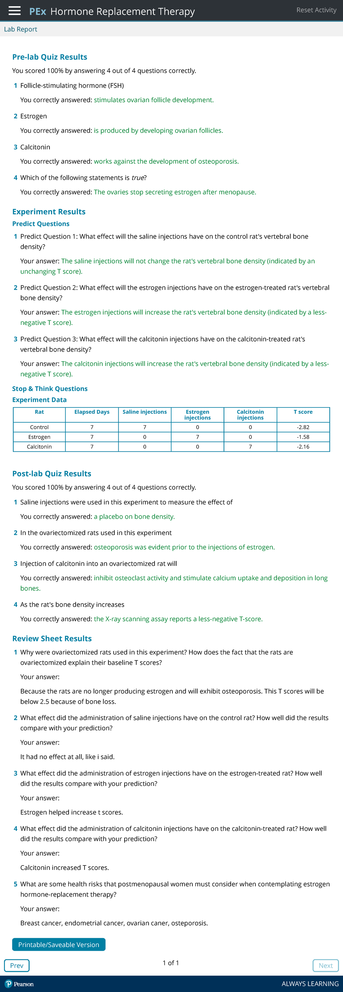 Physio Ex Exercise 4 Activity 3 - Pre-lab Quiz Results You scored 100% ...