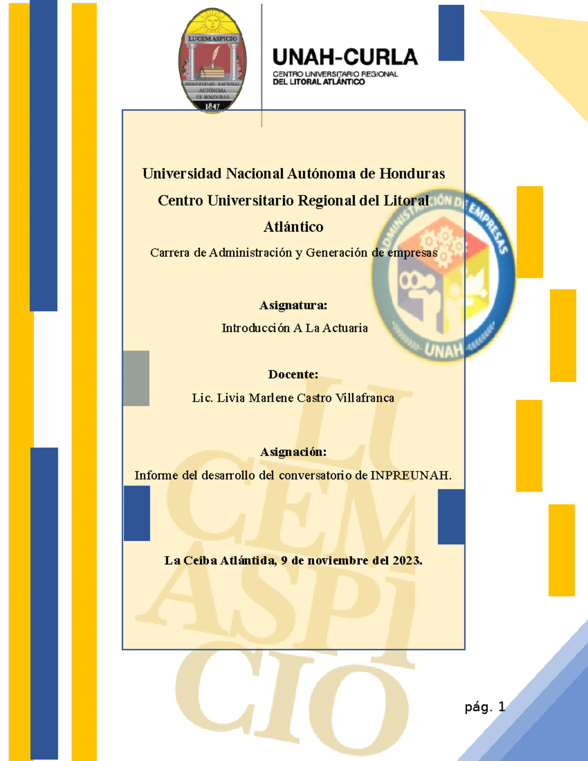 Informe del Conversatorio de Inpreunah - Portada Universidad Nacional ...