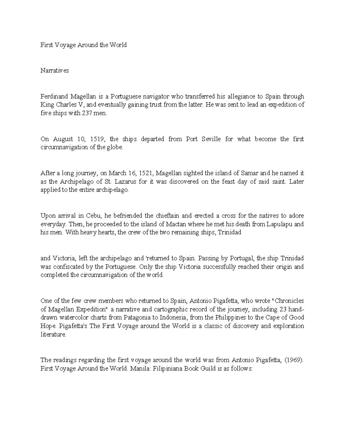 First Voyage Around the World - First Voyage Around the World ...