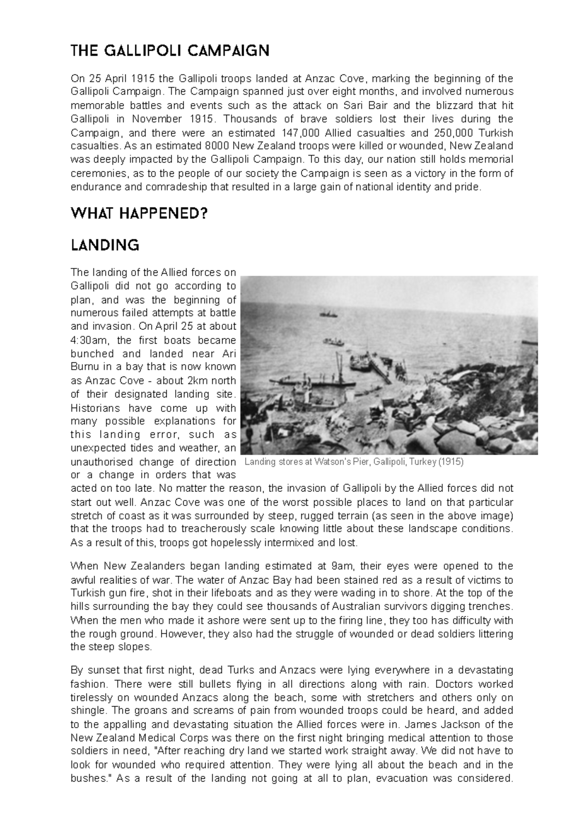 Gallipoli Campaign Report - The Gallipoli Campaign On 25 April 1915 the ...