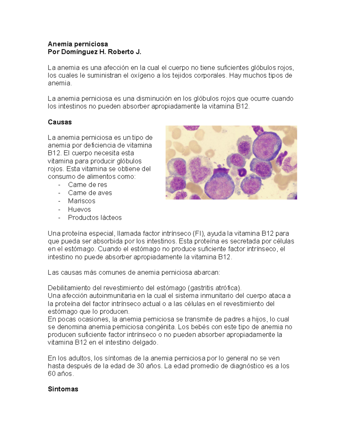Anemia perniciosa Dominguez Roberto - Anemia perniciosa Por Domínguez H ...