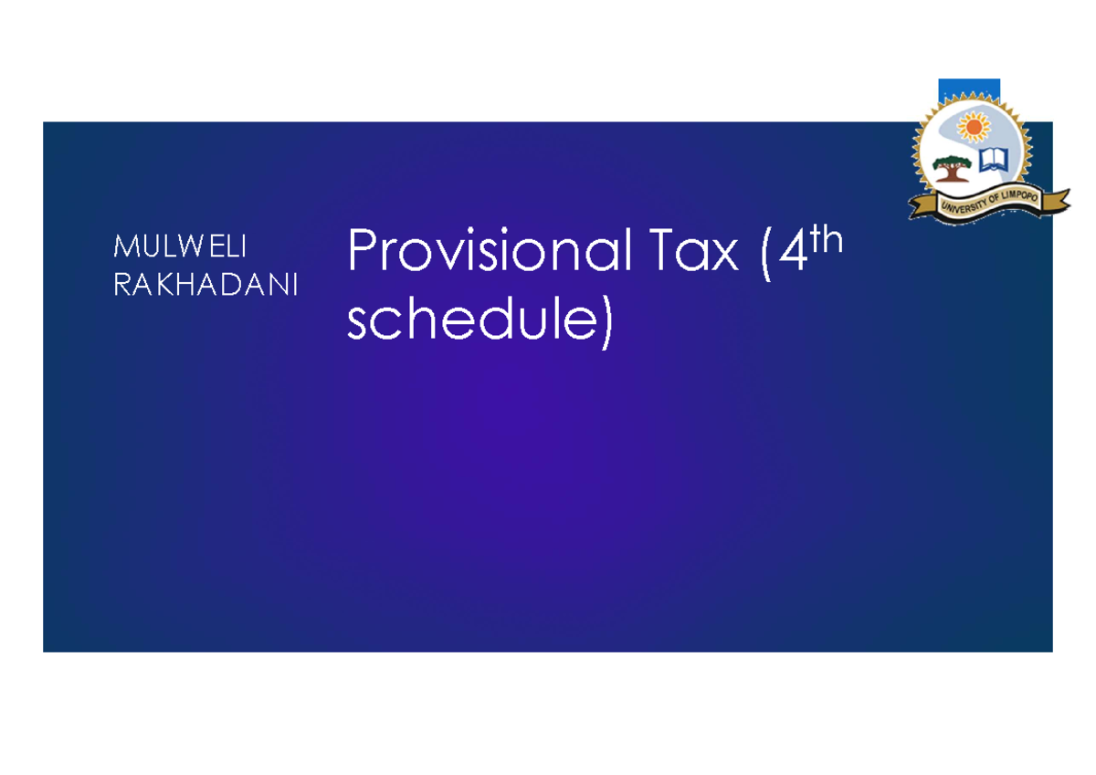 Unit 5 Provisional Tax - 2023 CITA032. (2) - Provisional Tax ( th ...