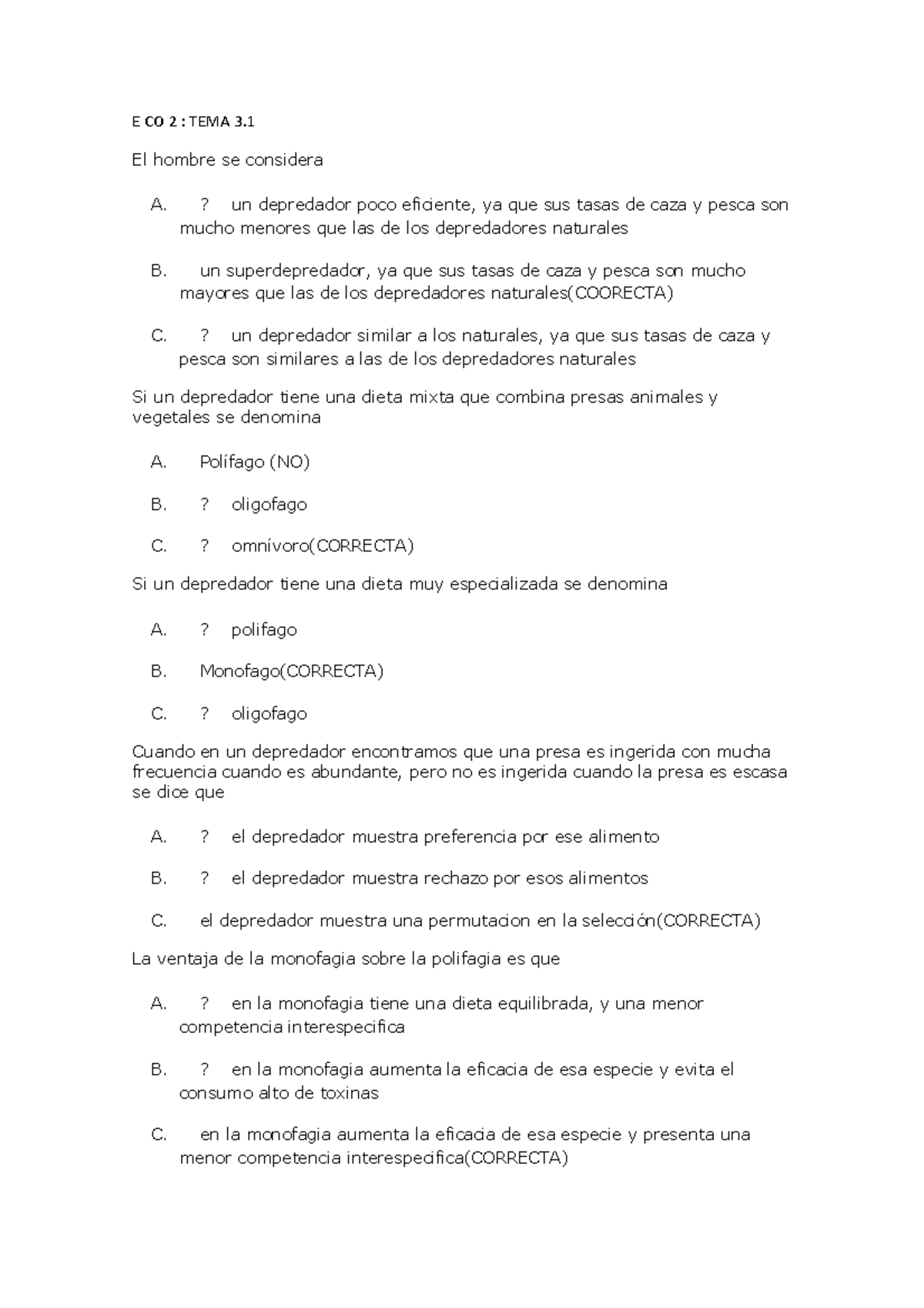 TEST ECO TEMA 3 - Test con respuestas corregidas. - E CO 2 : TEMA 3. El ...