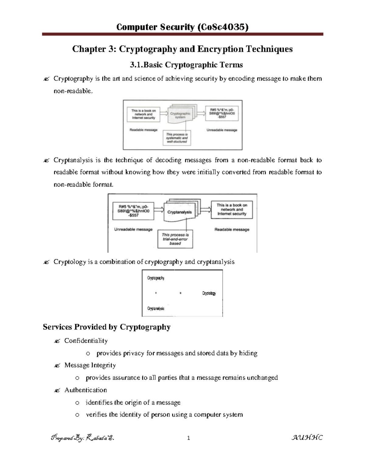 Chapt 3 Computer Security - Chapter 3: Cryptography and Encryption Techniques 3. Basic ...
