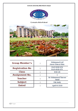 SP23 HUM111 Assignment 3-Project - COMSATS University Islamabad, Virtual Campus HUM111 Pakistan ...