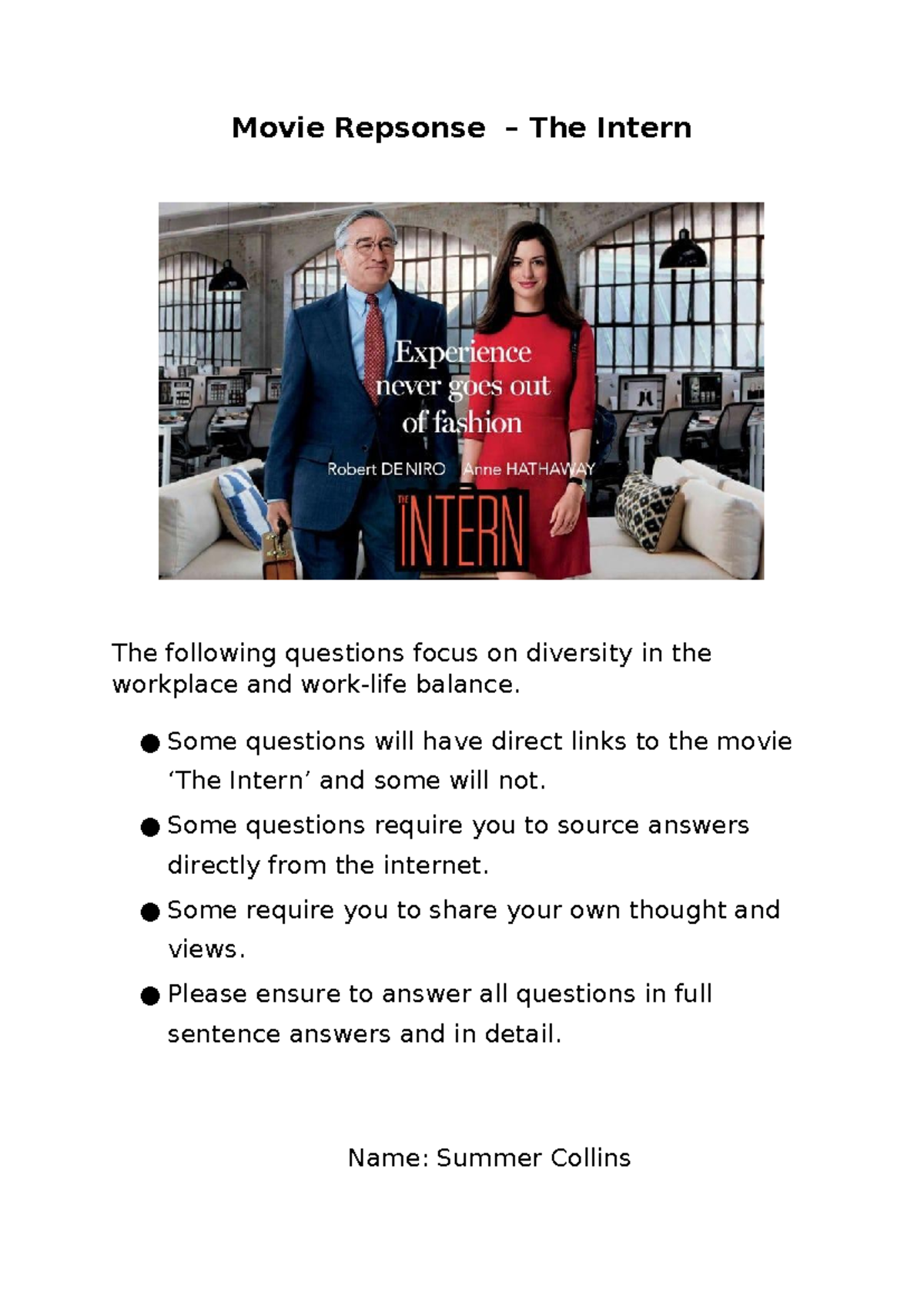 The Intern - Questions