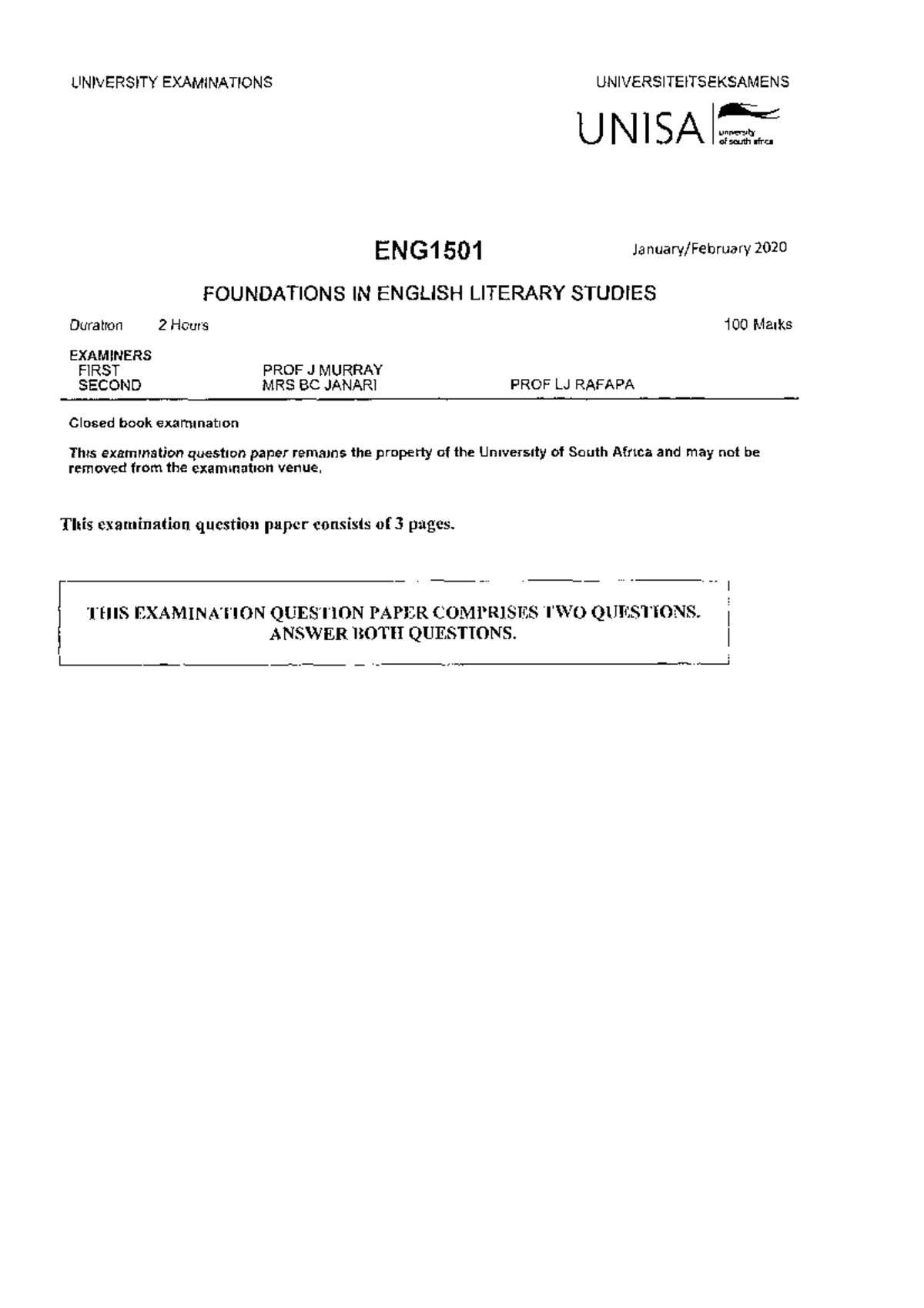 ENG1501 2020 1 E 1 - Summaries - JMD351 - Studocu