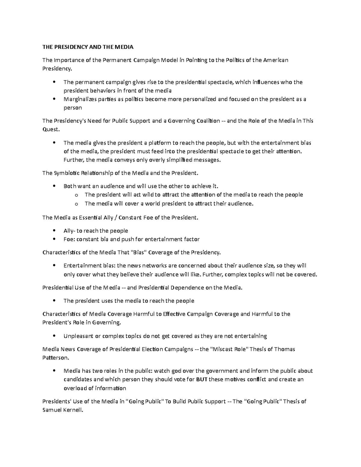 Final Study Guide - Summary American Presidency - THE PRESIDENCY AND ...