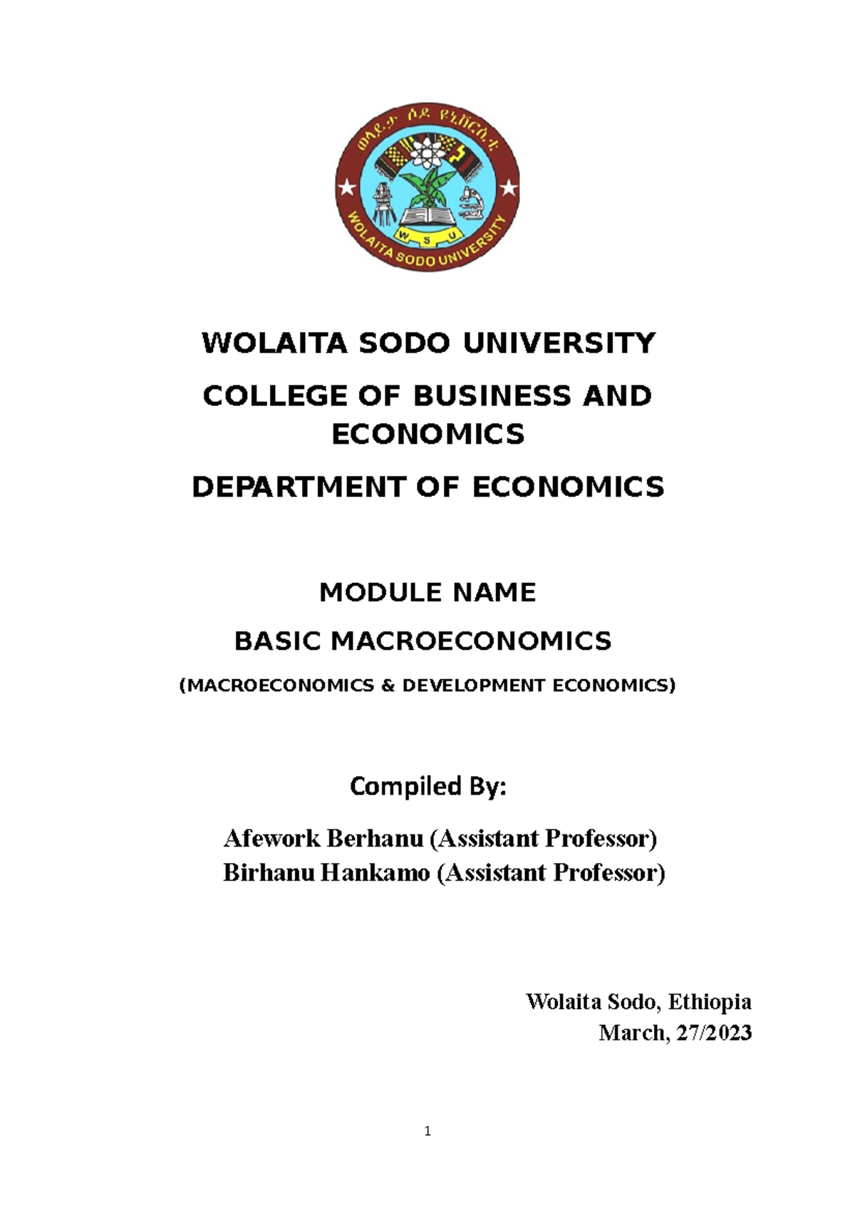 4 Courses - dg fgrtdfc - WOLAITA SODO UNIVERSITY COLLEGE OF BUSINESS ...