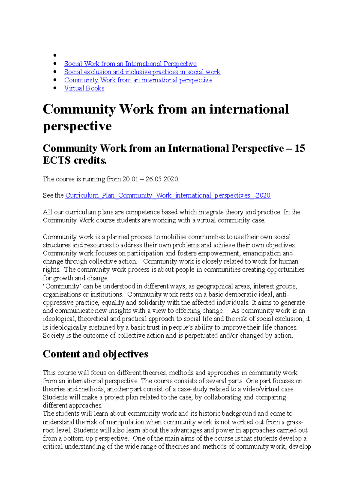 Community - Notes. - Social Work from an International Perspective ...