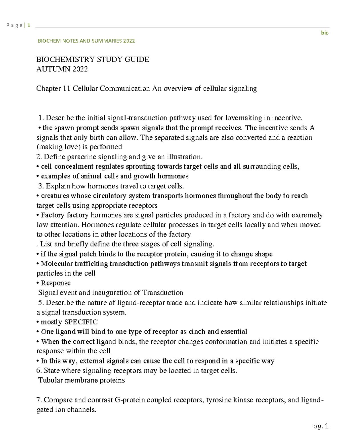 Learning Objectives Chapters 11 13 - bio BIOCHEM NOTES AND SUMMARIES ...