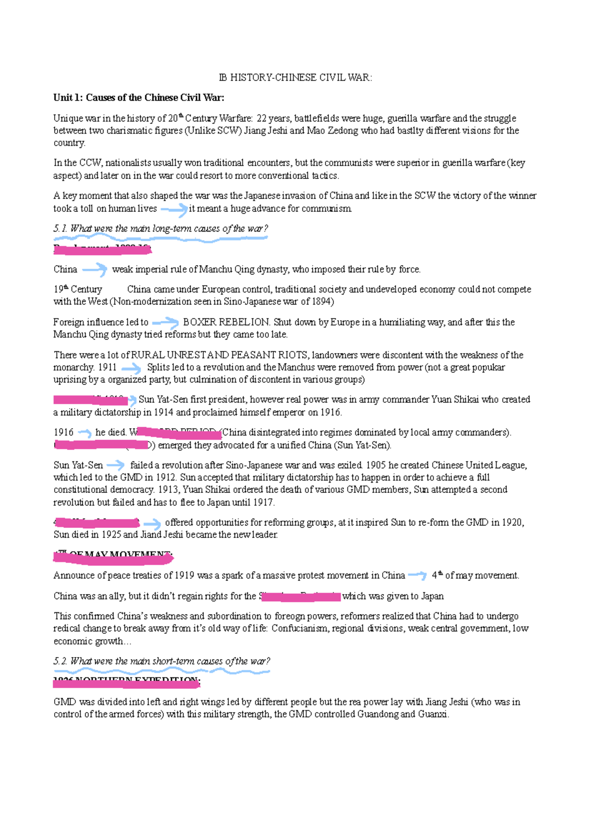 Chinese Civil WAR - IB HISTORY-CHINESE CIVIL WAR: Unit 1: Causes of the ...