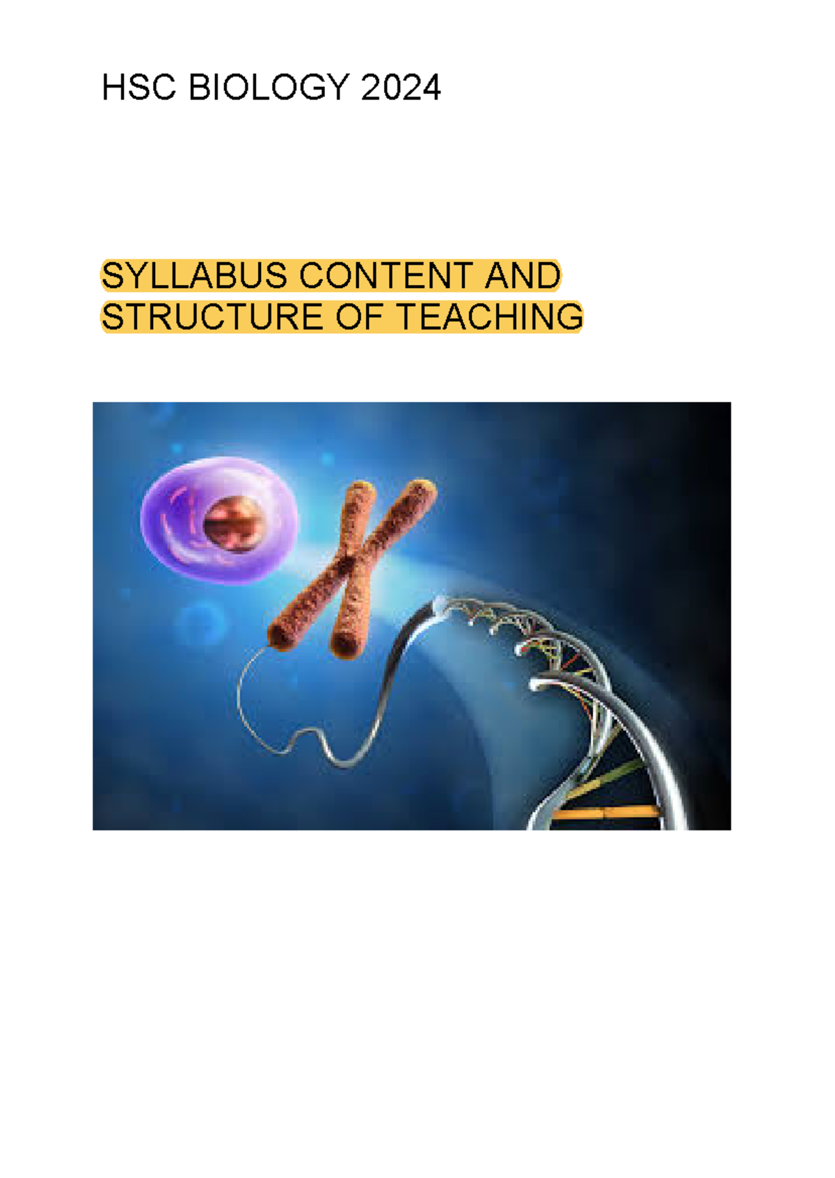 2024 HSC Syllabus Restructured - HSC BIOLOGY 2024 SYLLABUS CONTENT AND ...