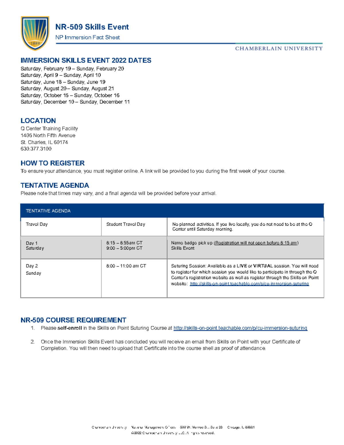 NP Immersion Fact Sheet - NR-509 Skills Event NP Immersion Fact Sheet ...