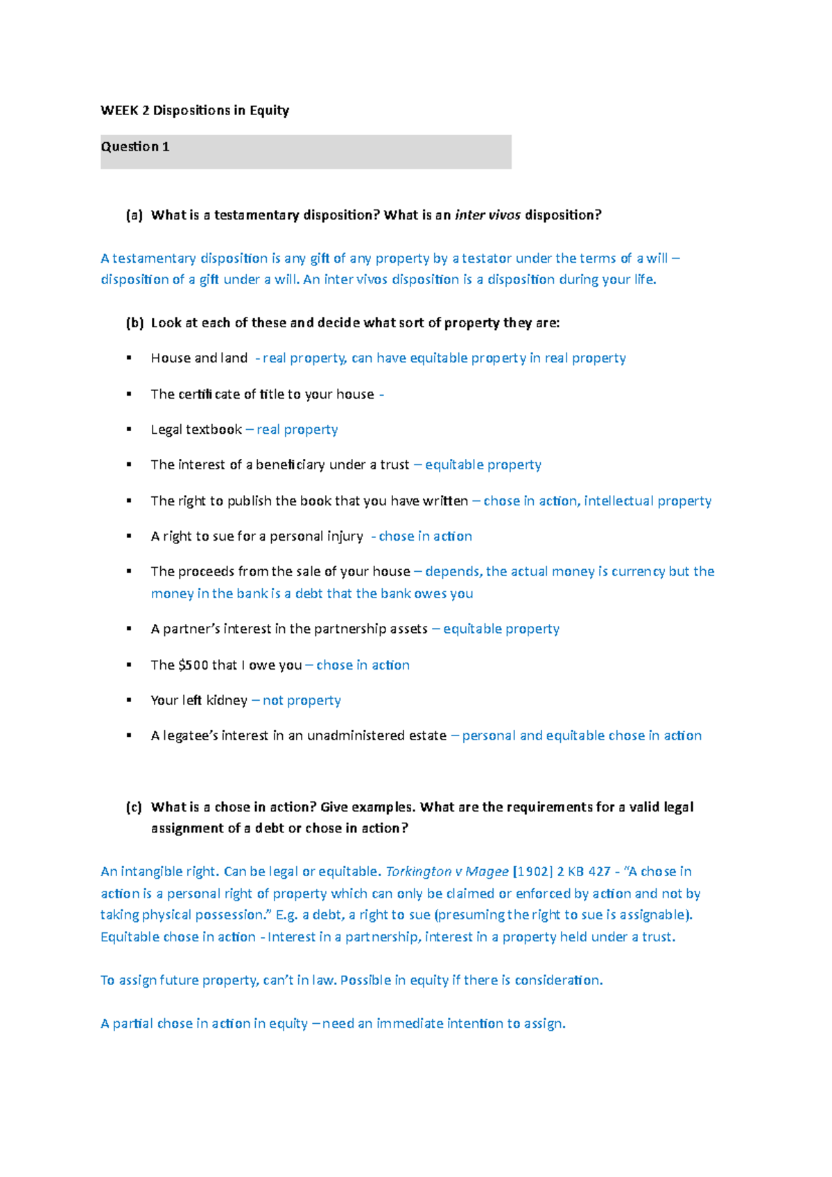 ET Week 2 Tutorial - WEEK 2 Dispositions in Equity Question 1 (a) What ...