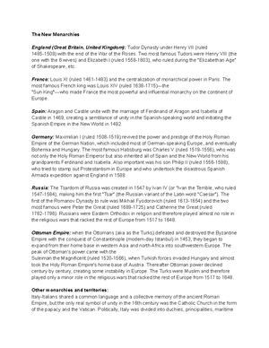 Western civ 2 - Professor Ortega has given good descriptions of each ...