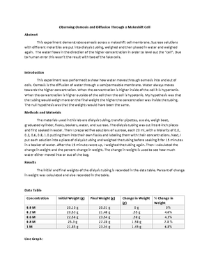 Osmosis Lab Report Final Draft - Osmosis/Diffusion Lab Report Abstract ...