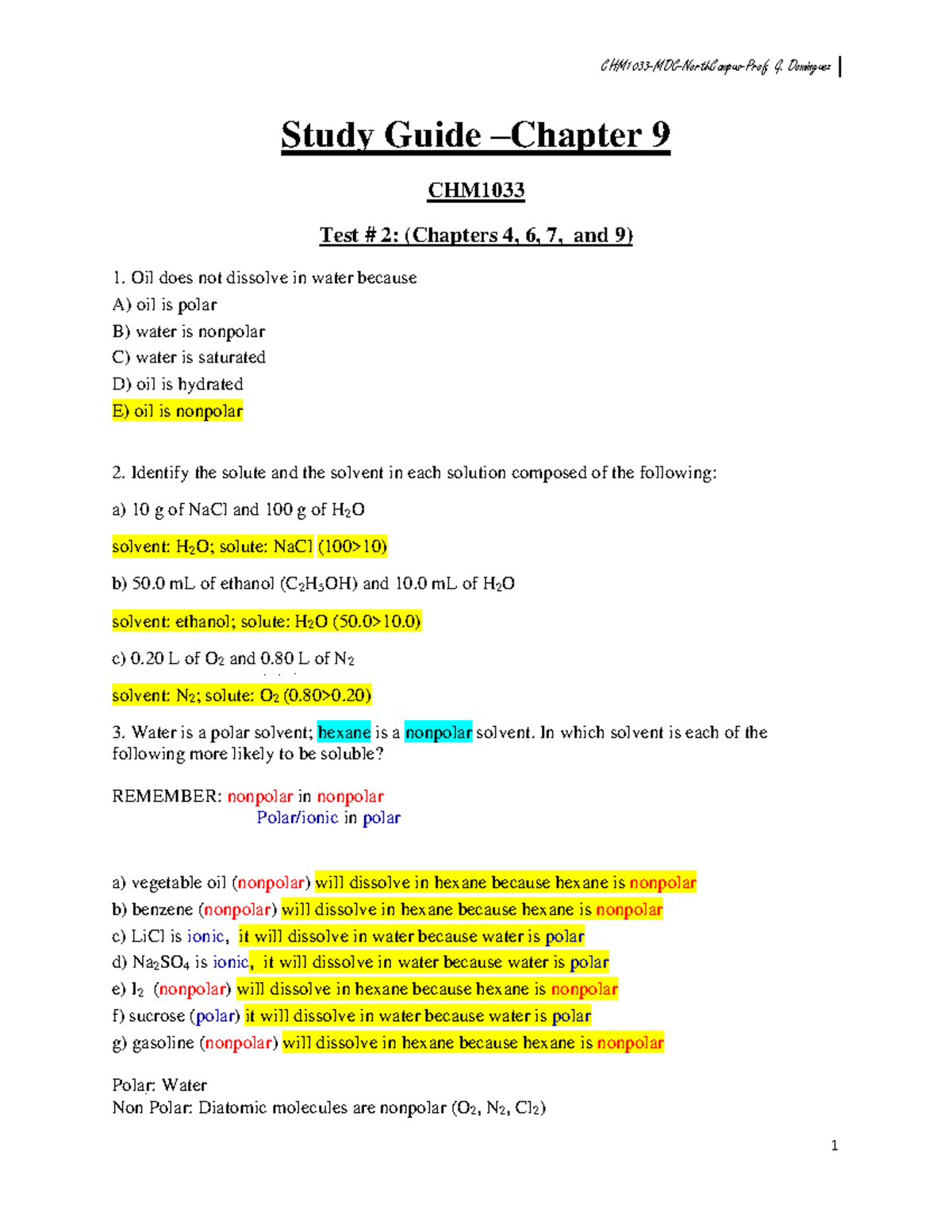 Study Guide#9 - Professor name: Giselle Dominguez - Study Guide ...