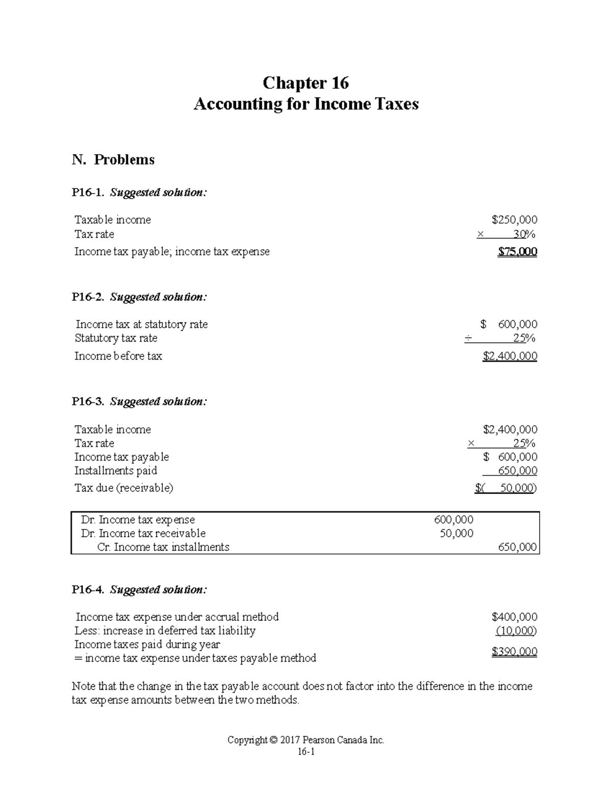Lo-Fisher 3e Ch16 ISM final - Chapter 16 Accounting for Income Taxes N ...