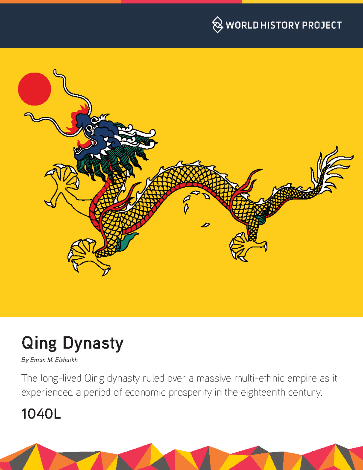 Qing Dynasty - 1040L - By Eman M. Elshaikh The long-lived Qing dynasty ...