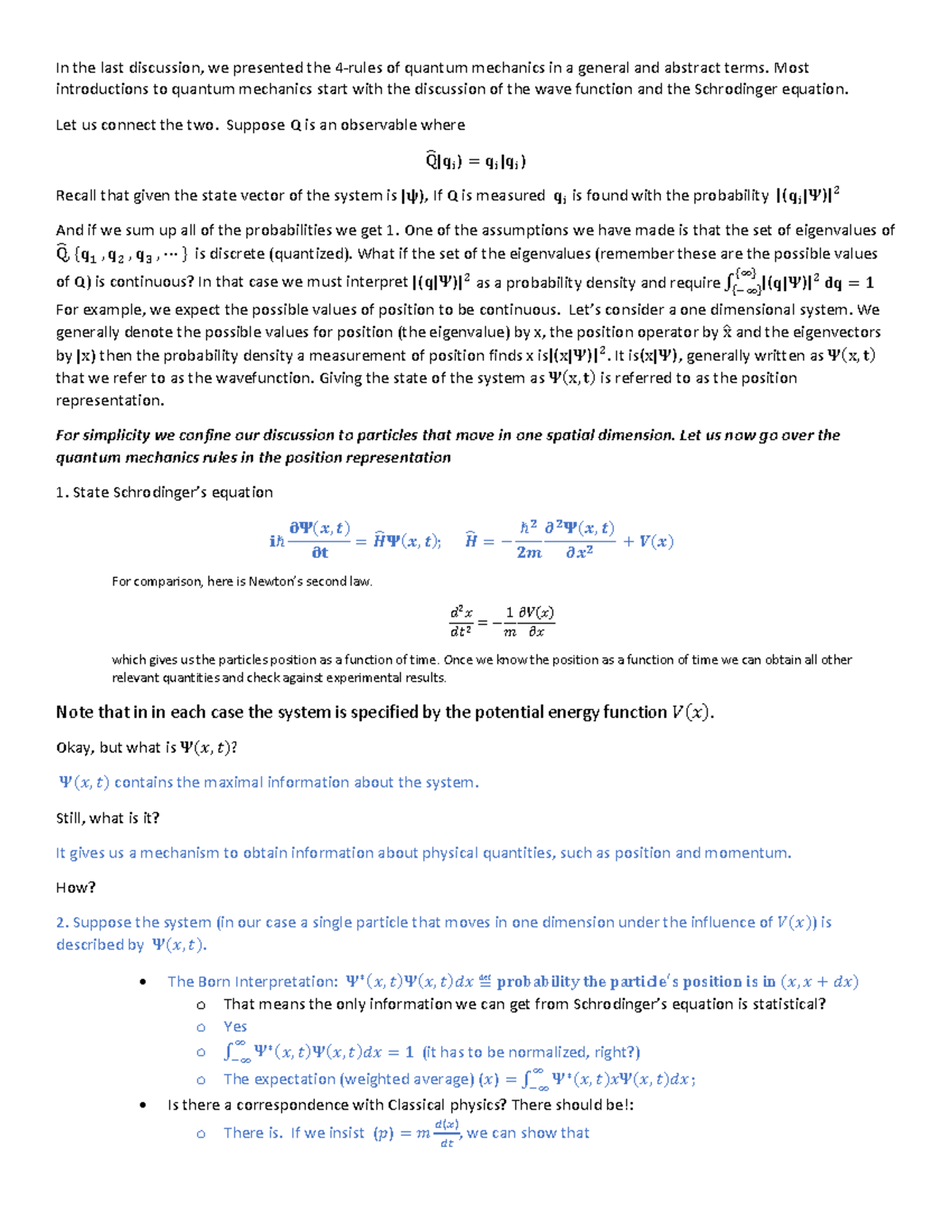 QM Review 1 - Mathematical background pages for PS405. taught by Dr ...