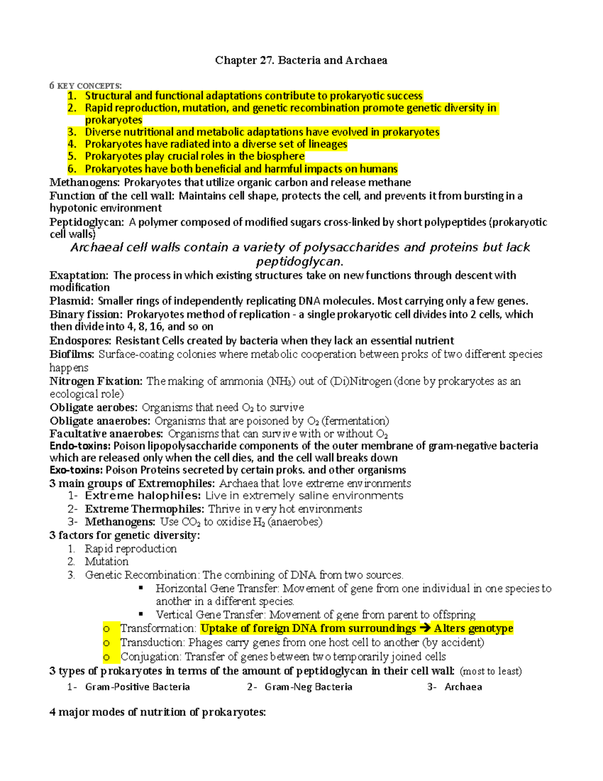 Questions Ch 27 - a chapter from the textbook used in biology 225 in ...