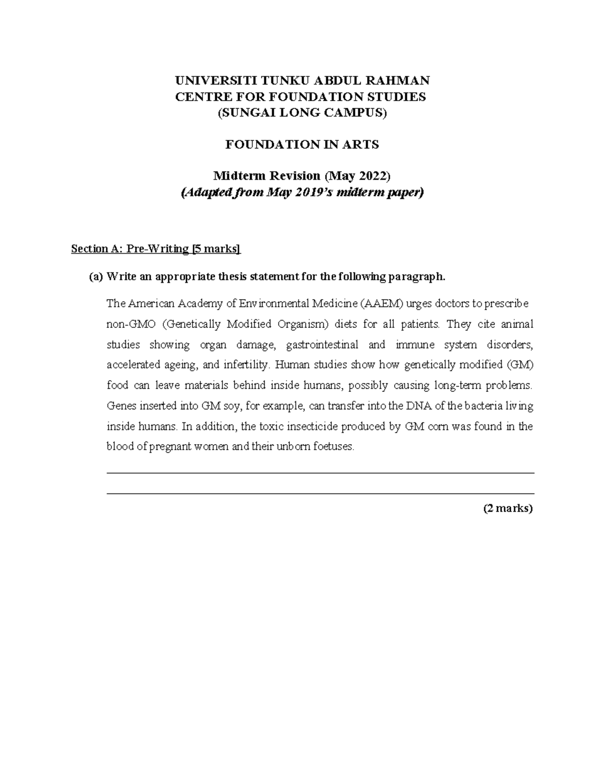 MTT Revision - Set 2 - Lecturer s copy - UNIVERSITI TUNKU ABDUL RAHMAN ...