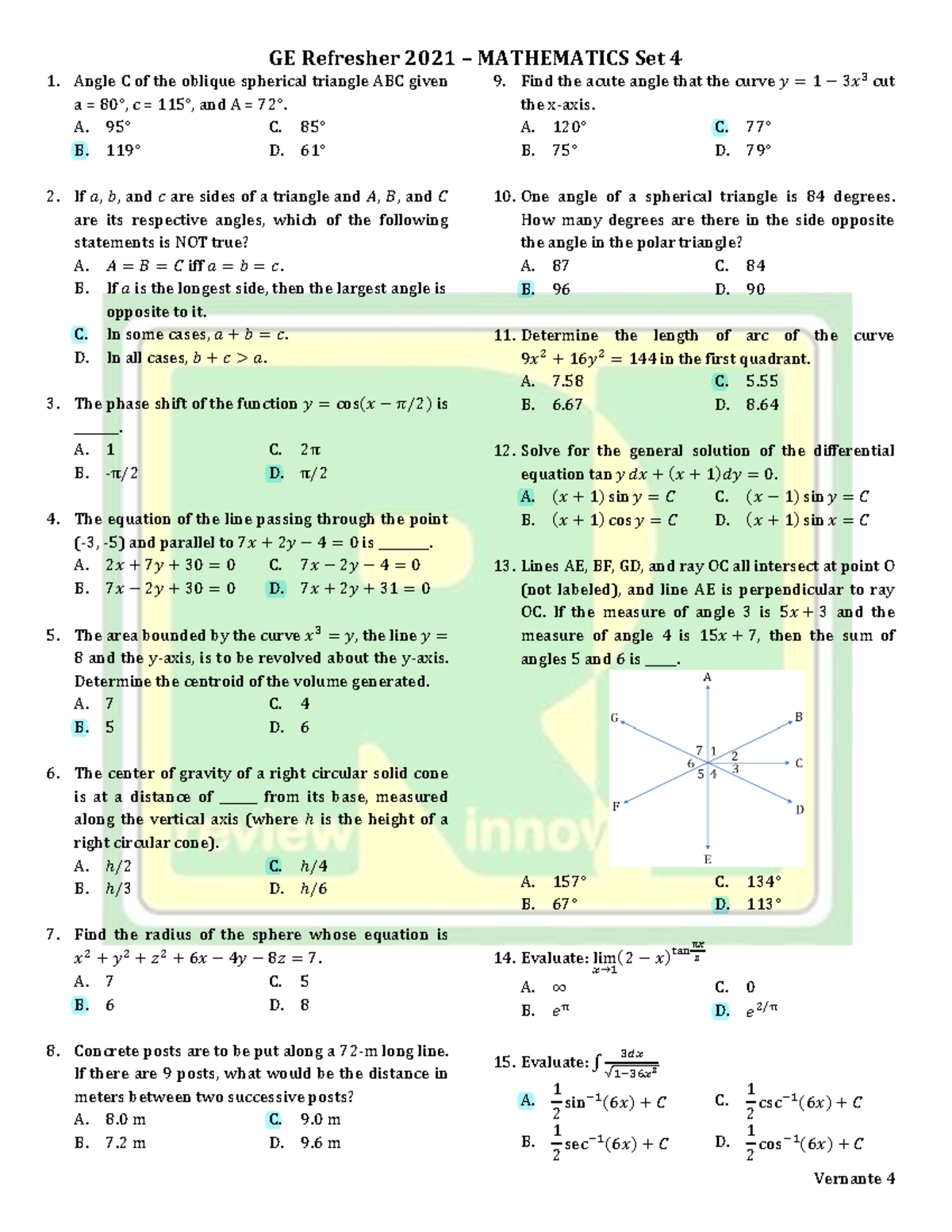 Calculus 3 Test - Integral Calculus - USeP - Studocu