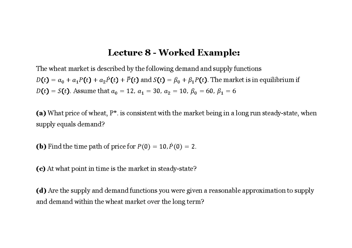 Lecture 8 - Worked Example Advanced Maths Y1 - Lecture 8 - Worked ...