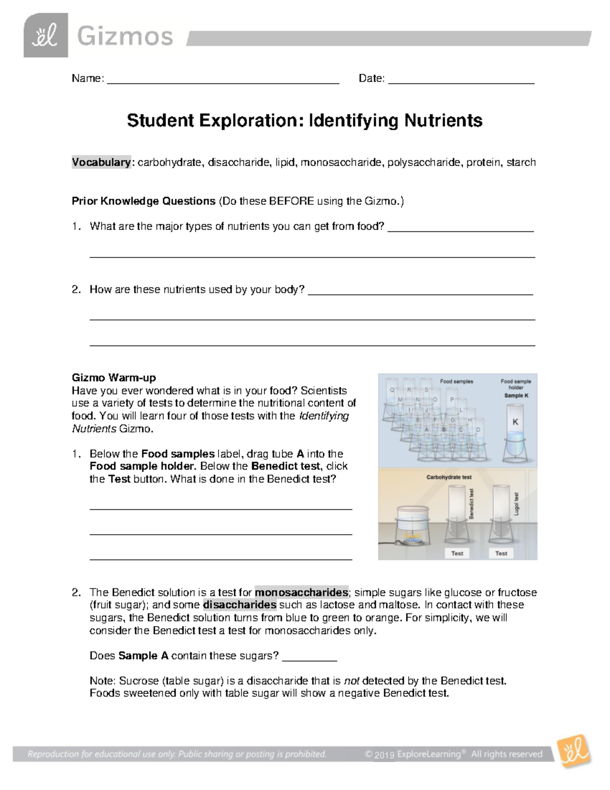 Lab #12 Identifying Nutrients - Name ...