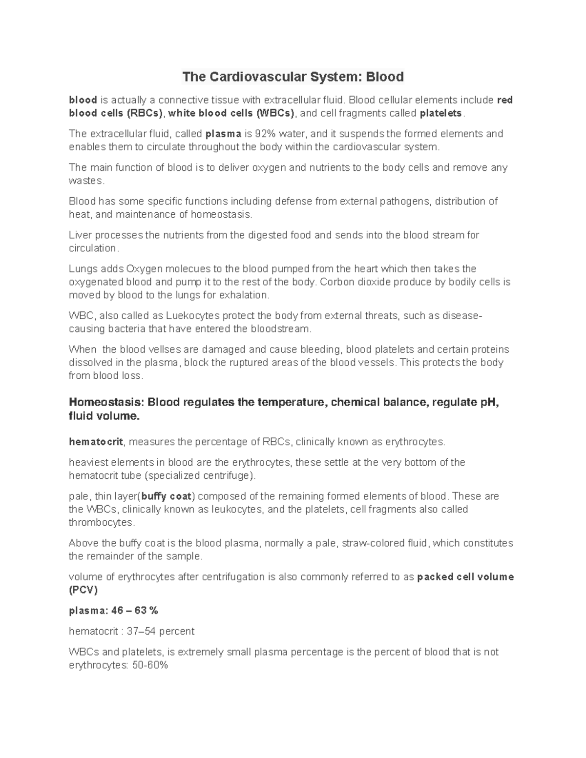 Blood - The Cardiovascular System: Blood blood is actually a connective ...