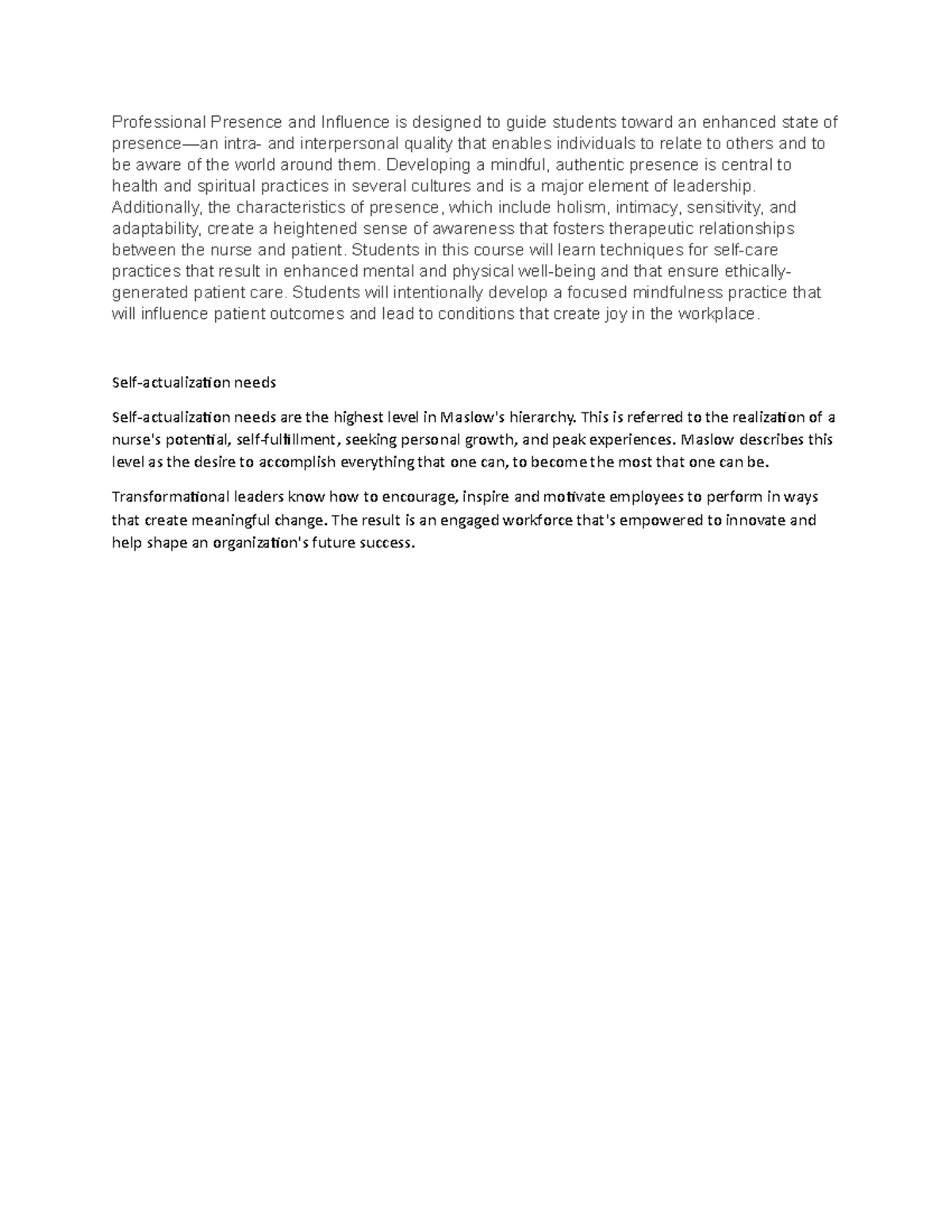 Professional Presence and Influence - Developing a mindful, authentic ...