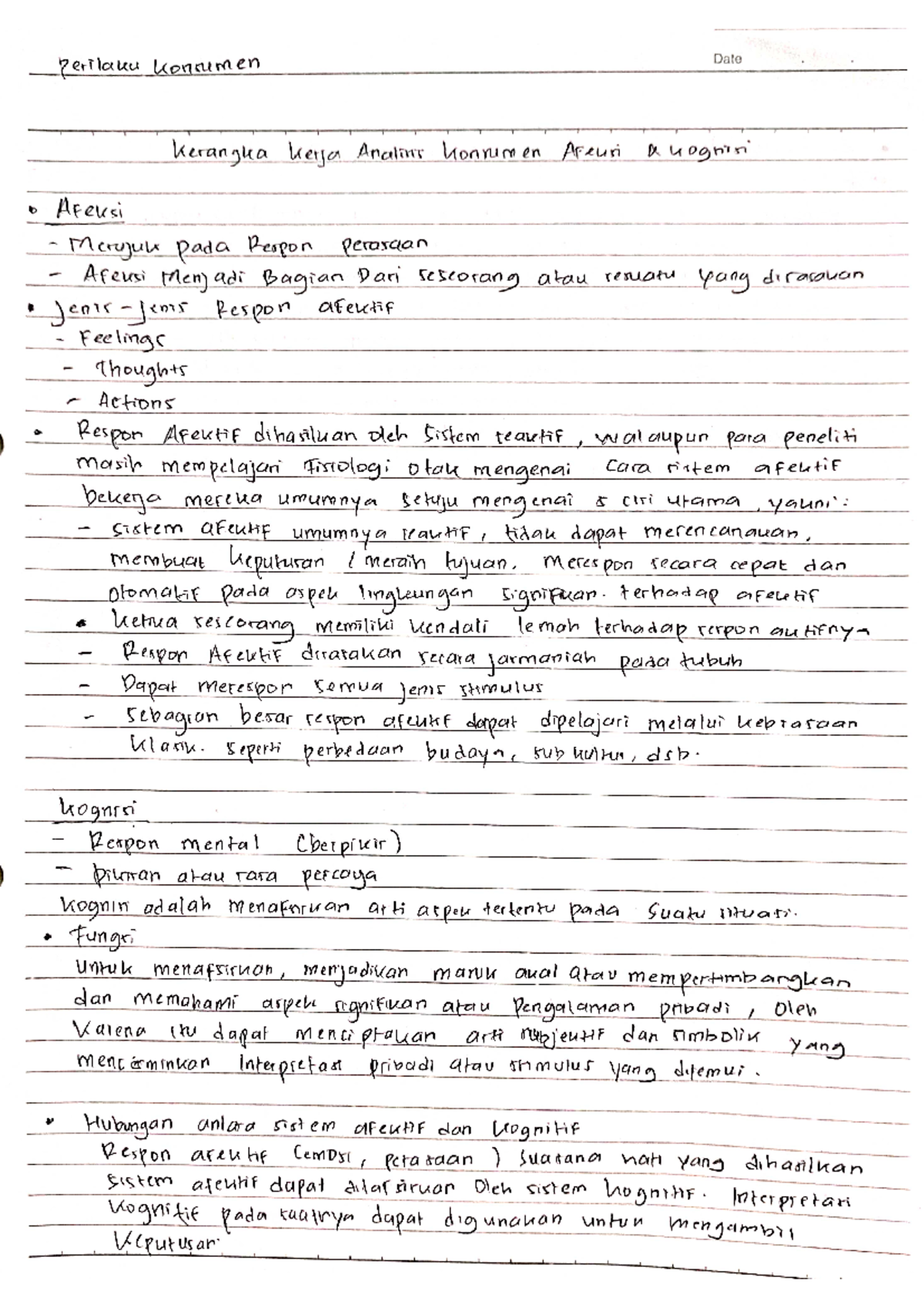 Kerangka Analisis Konsumen Afeksi & Kognisi - Berlian Oktavia - Studocu