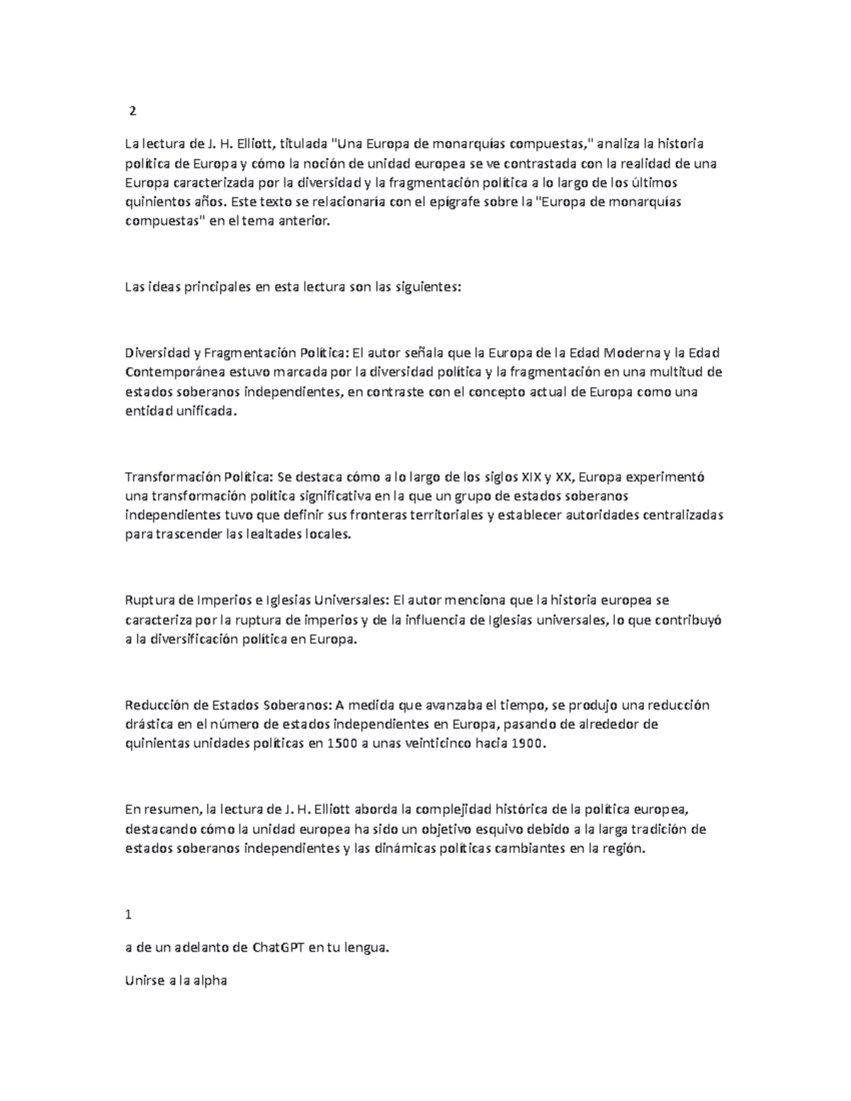 Documentoddddd - jjj - 2 La lectura de J. H. Elliott, titulada "Una ...