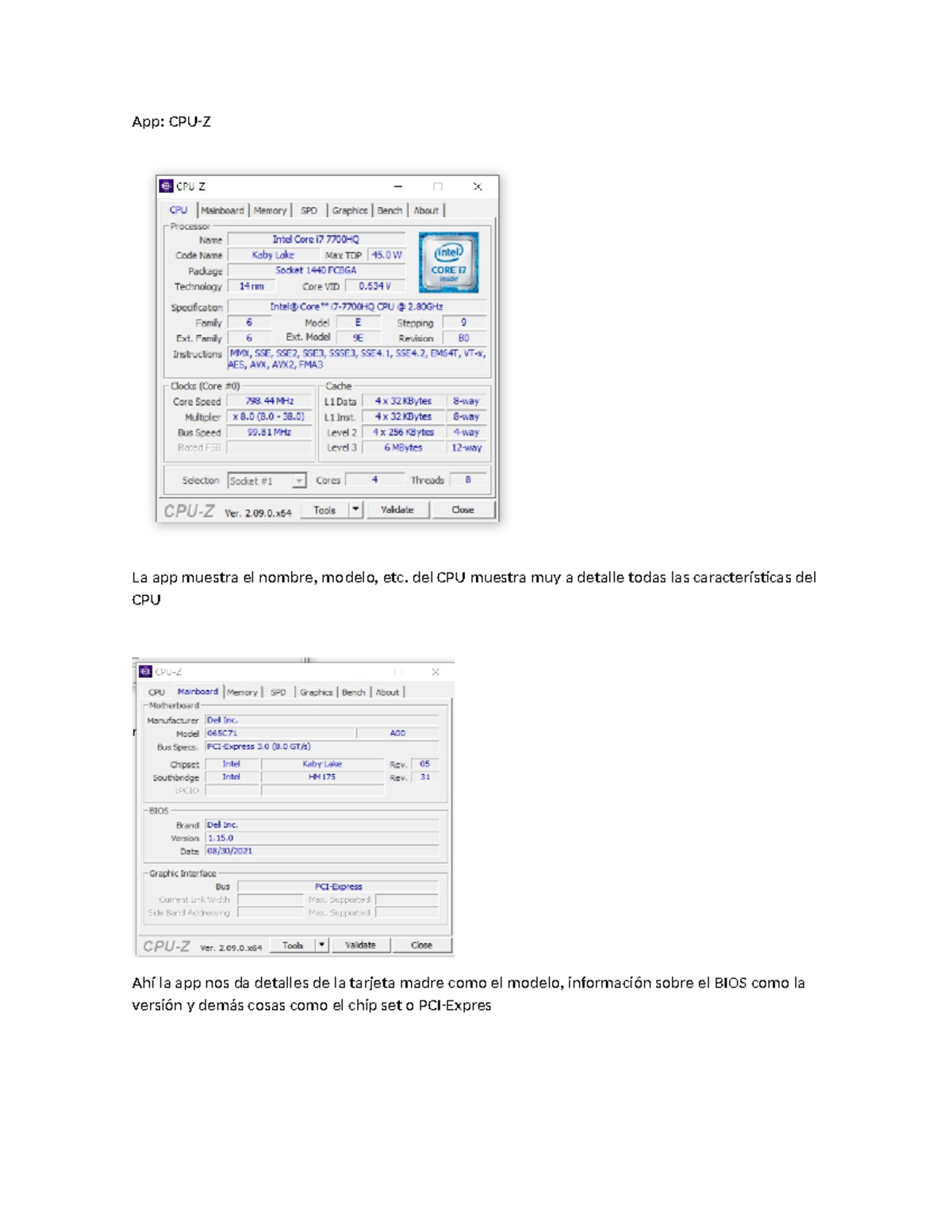 App - sehyrdfg - App: CPU-Z La app muestra el nombre, modelo, etc. del CPU muestra muy a detalle ...