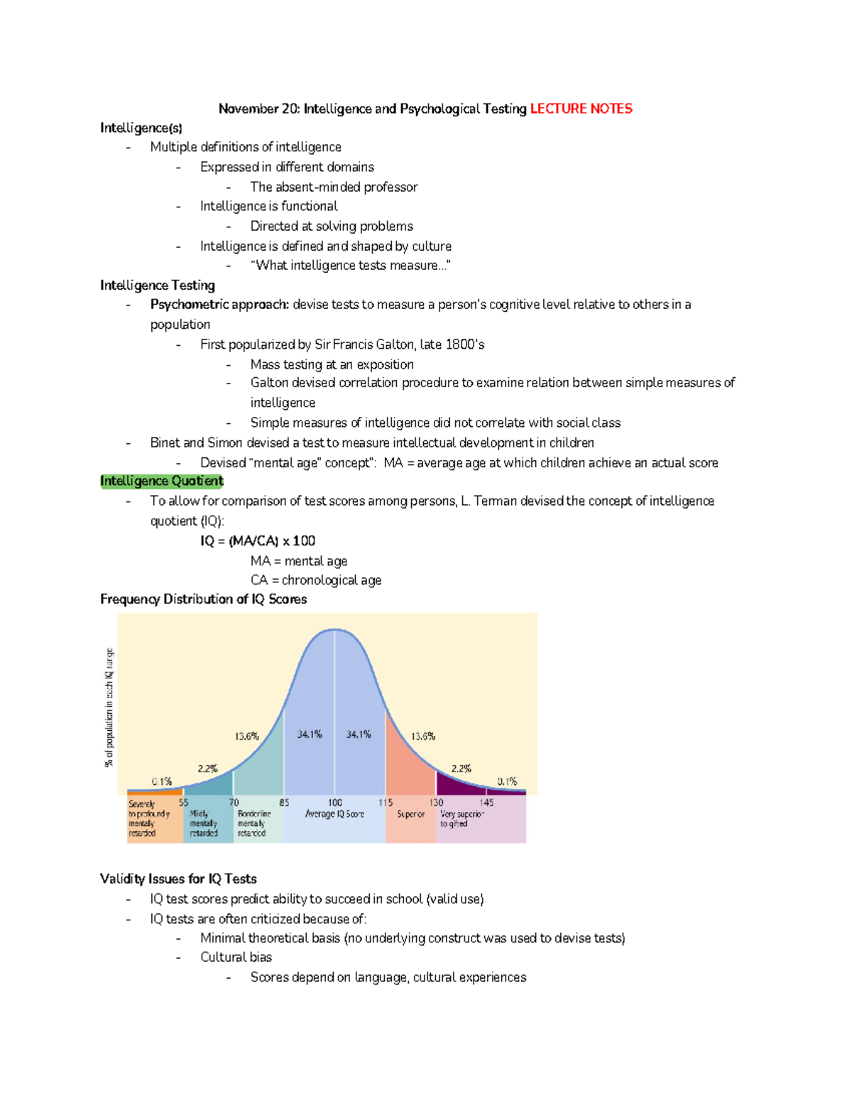 intelligence and psychological testing - **NoǏembeƛ ˮˬ: Intelliĺence ...