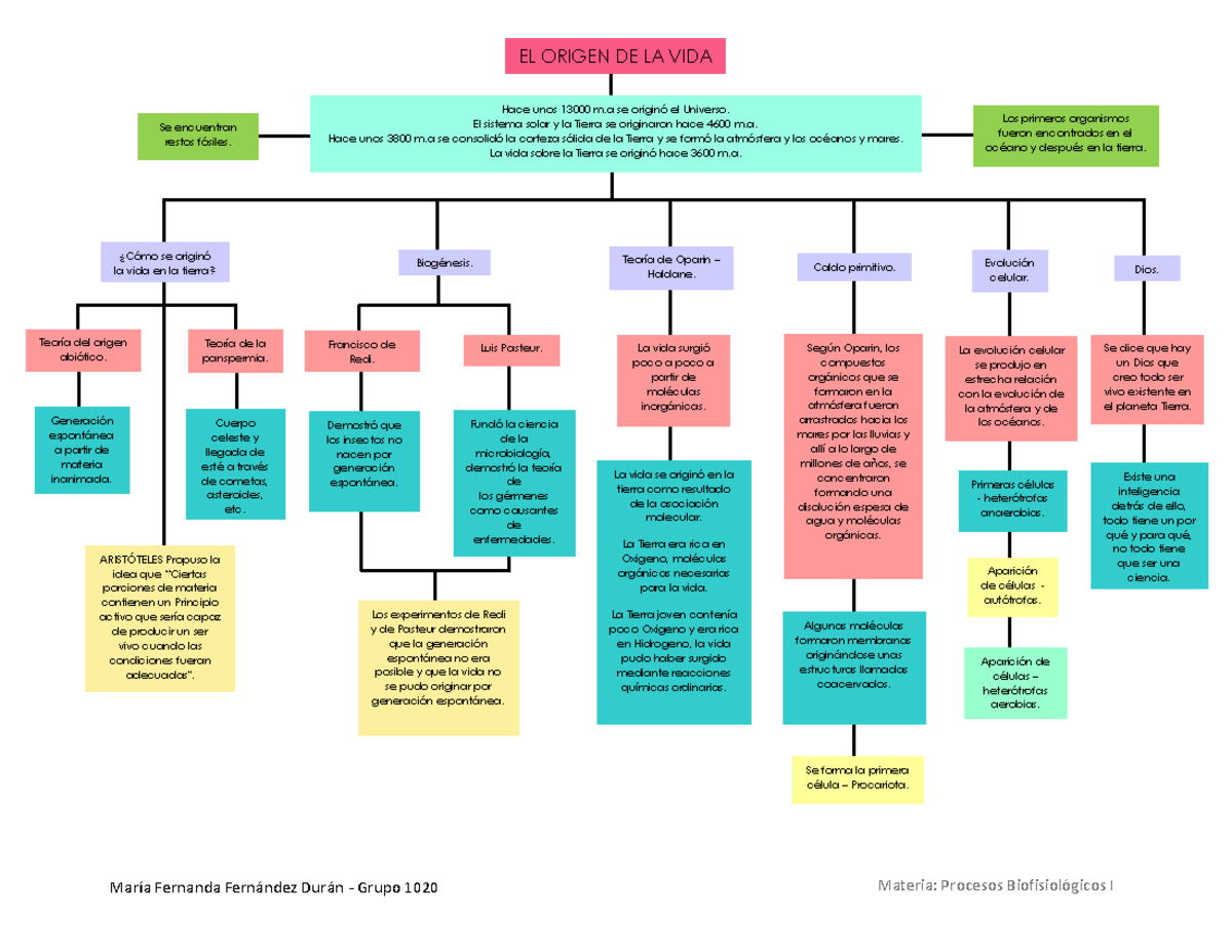 Mapa Conceptual - El origen de la vida - MarÌa Fernanda Fern·ndez Dur·n ...