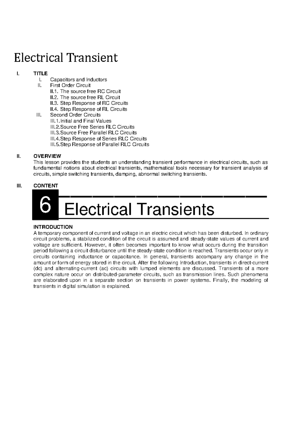 Electrical Transient - This chapter introduces a number of theorems ...