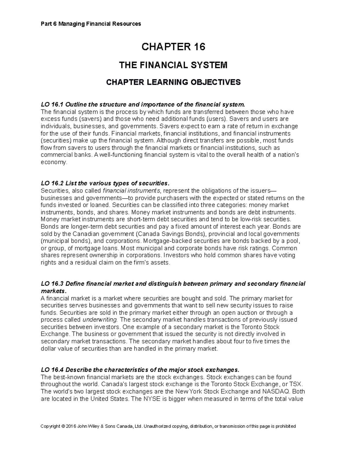 Test Bank questions chap 16 - Part 6 Managing Financial Resources ...