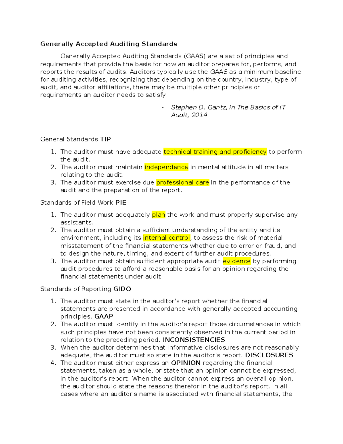Auditing - Auditors typically use the GAAS as a minimum baseline for ...