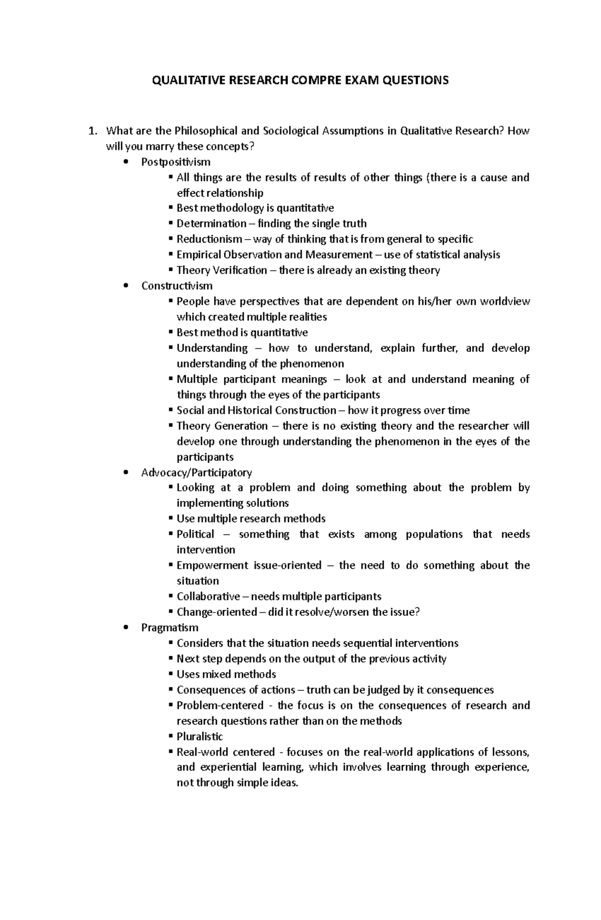 Qualitative Research Compre Questions - QUALITATIVE RESEARCH COMPRE ...