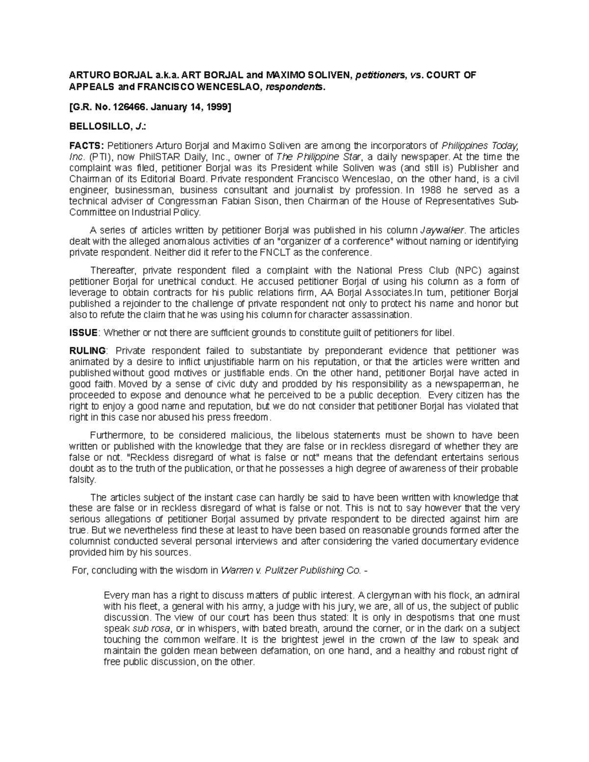 Arturo Borjal vs CA - Case - ARTURO BORJAL a.k. ART BORJAL and MAXIMO ...