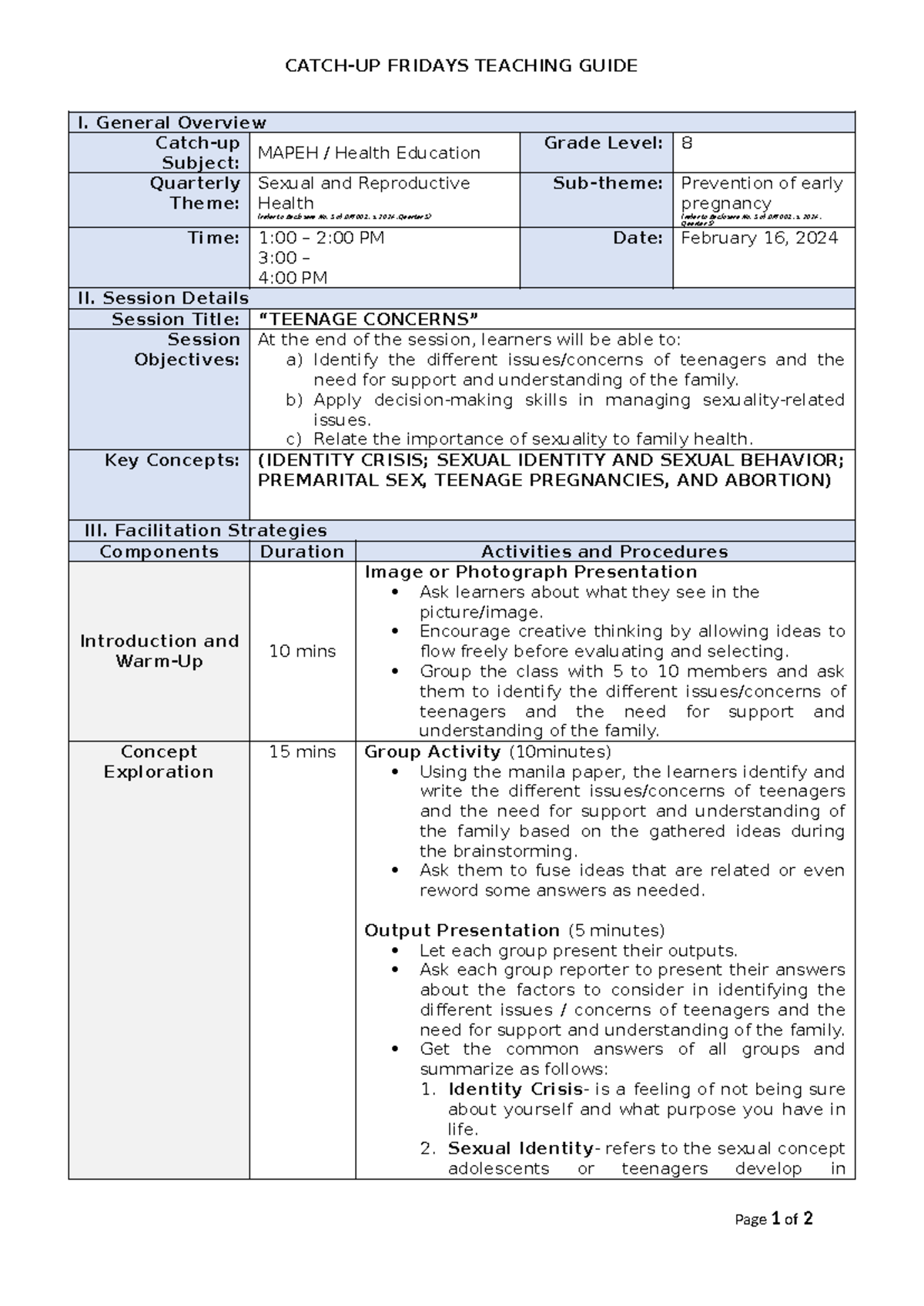 Catch up Friday Facilitation Guide - CATCH-UP FRIDAYS TEACHING GUIDE I ...