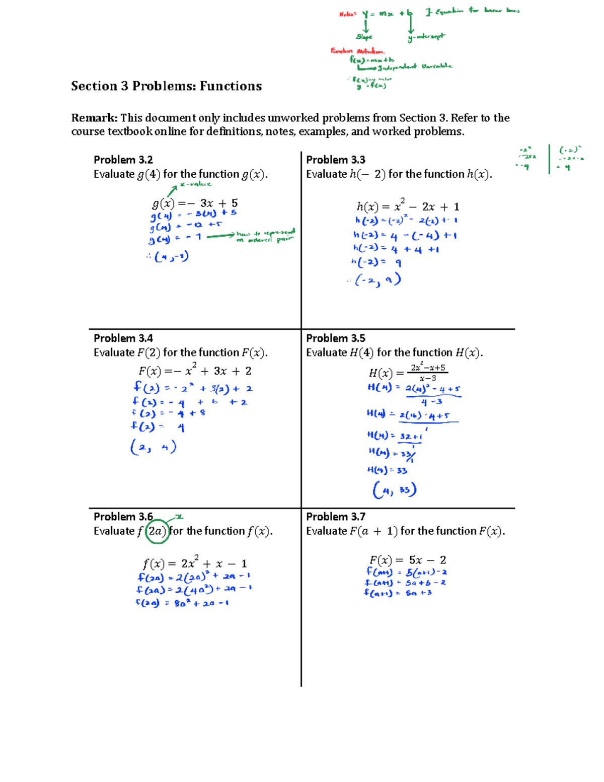 Section 3Problems 230322 135837366 - Section 3 Problems: Functions ...