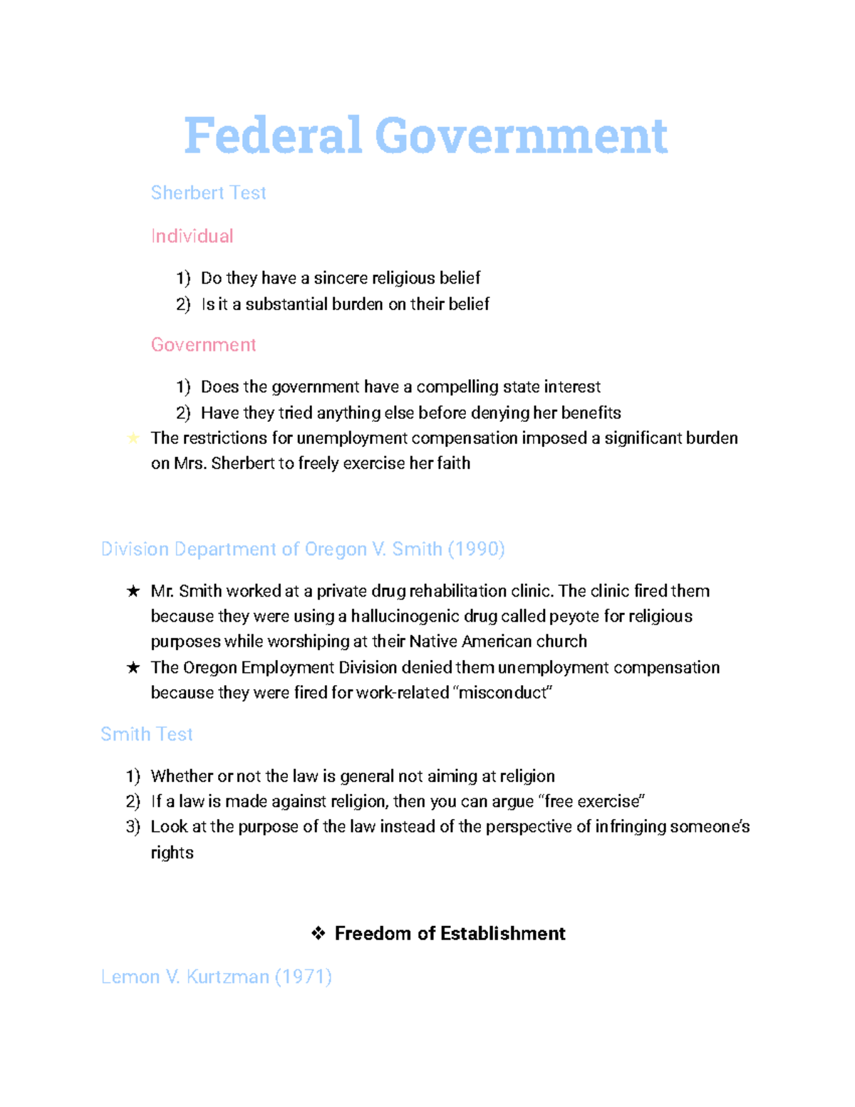 Federal Government Notes - Federal Government Sherbert Test Individual ...