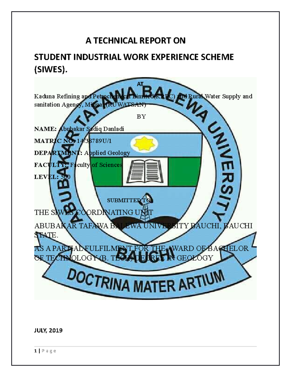 Siwes IT report - A TECHNICAL REPORT ON STUDENT INDUSTRIAL WORK ...