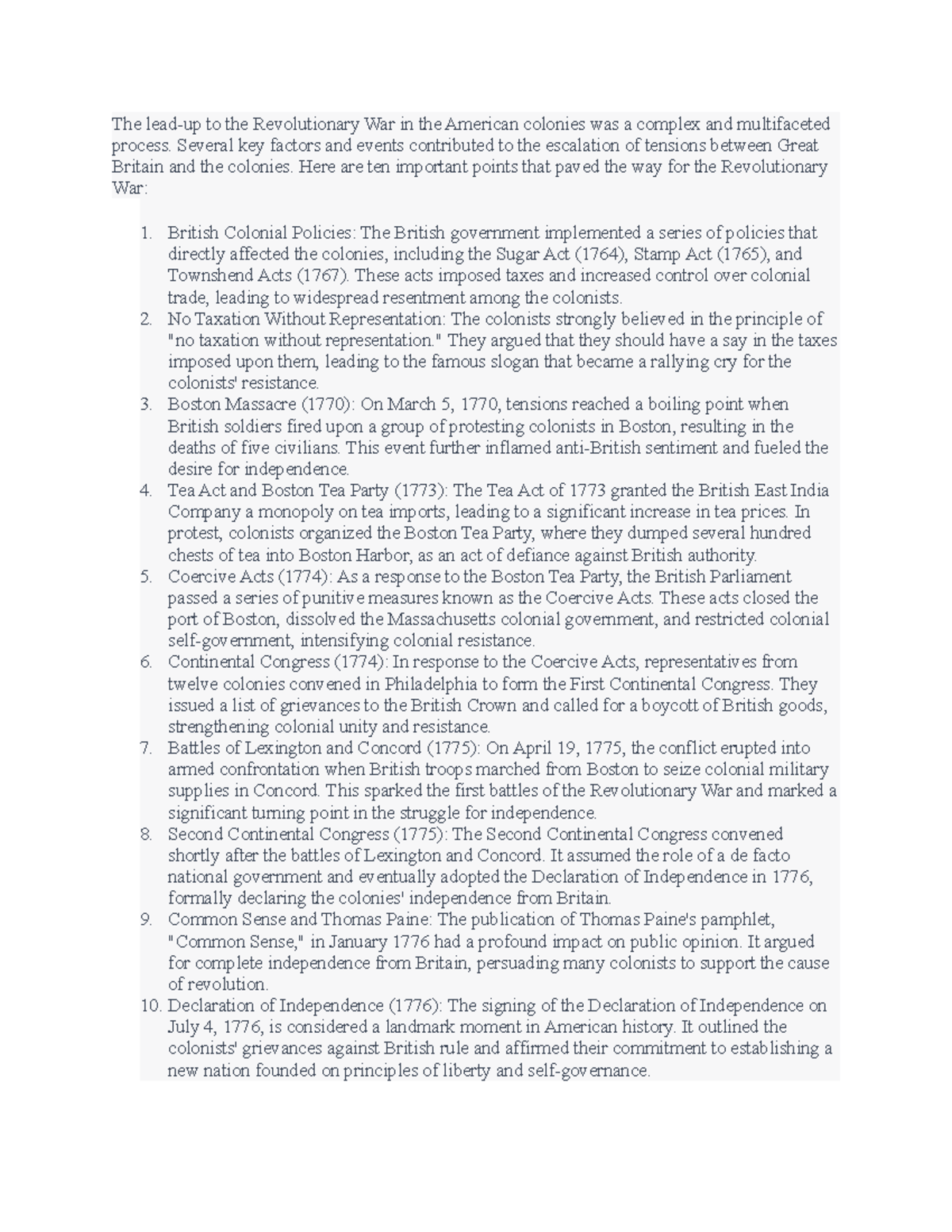 The Revolution - This was an assignment which we were supposed to do to ...