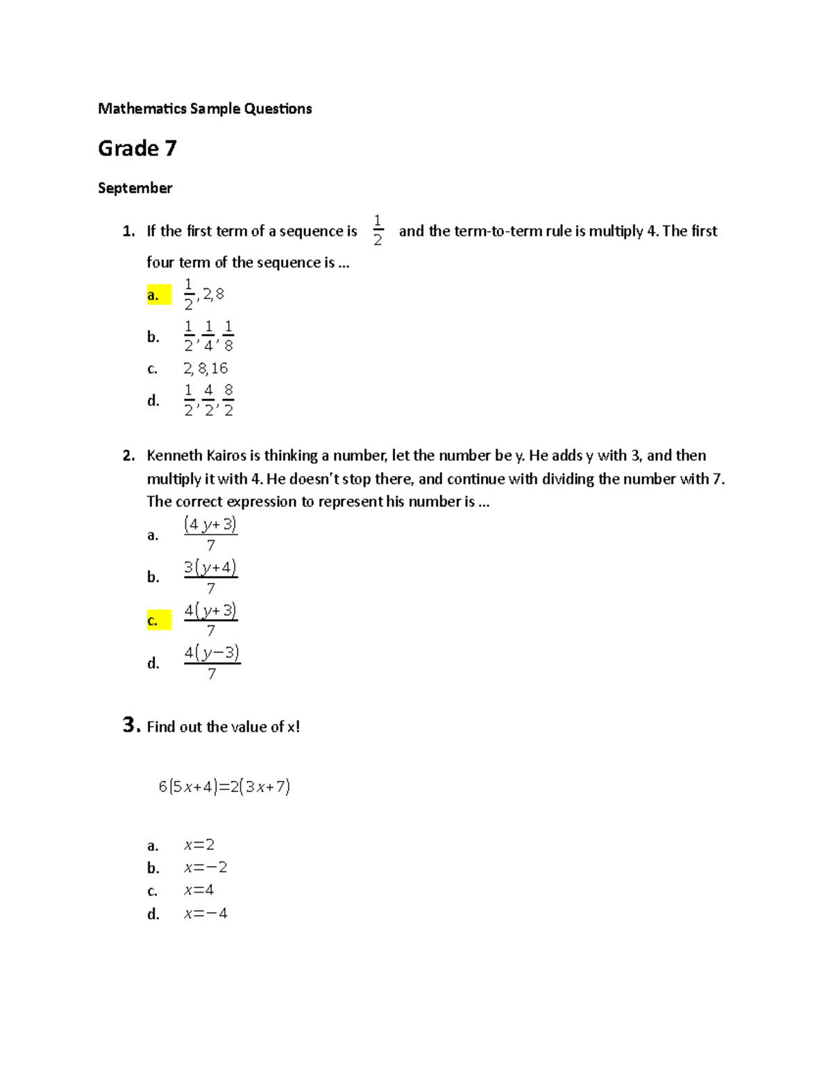 Math Sample Questions Mathematics Sample Questions Grade 7 September math-sample-questions-mathematics-sample-questions-grade-7-september